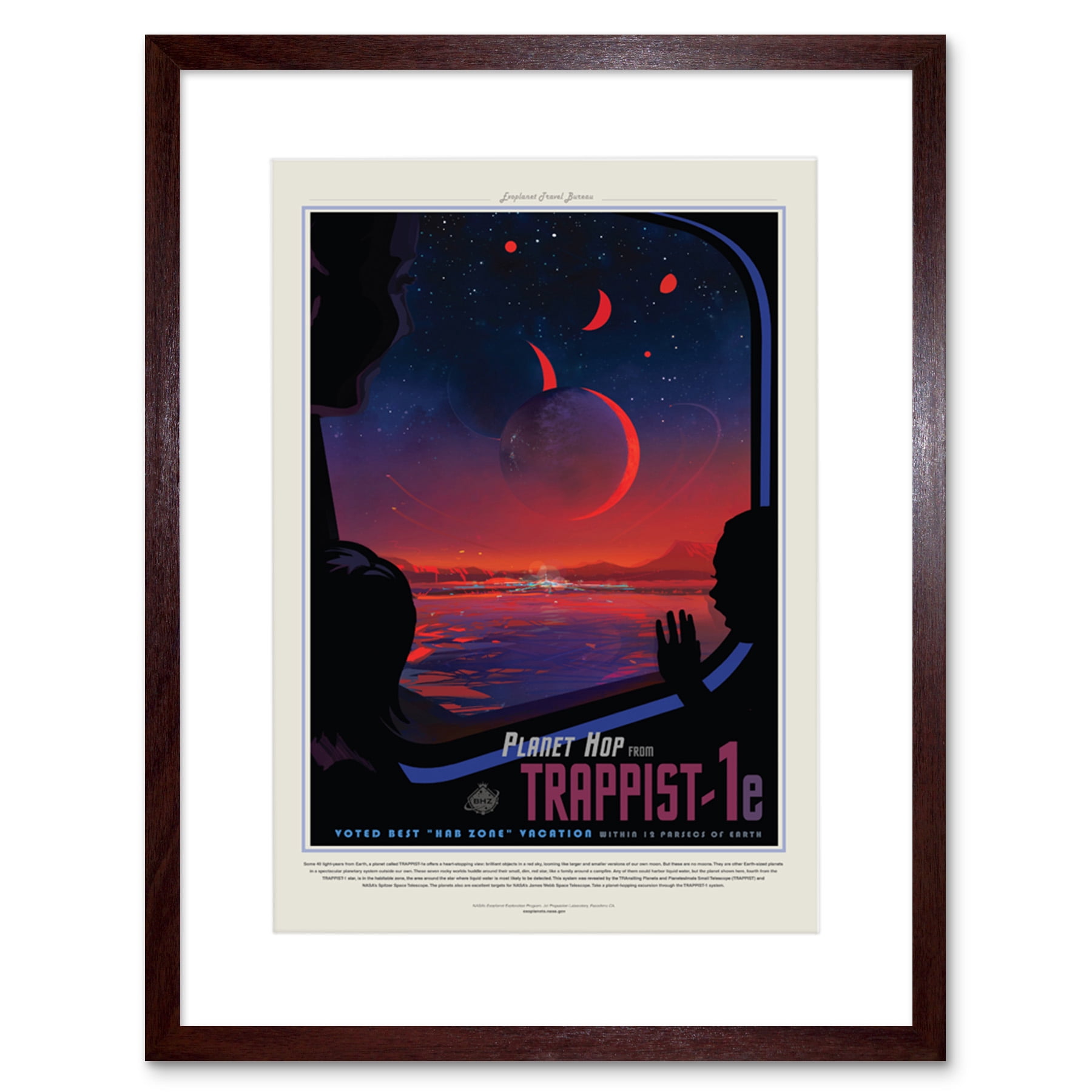 NASA Space Travel Advert Trappist 1E Artwork Framed Wall Art Print 9X7 ...