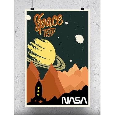 NASA Spacecraft And Usa Flag Poster - NASA Designs, - Walmart.com