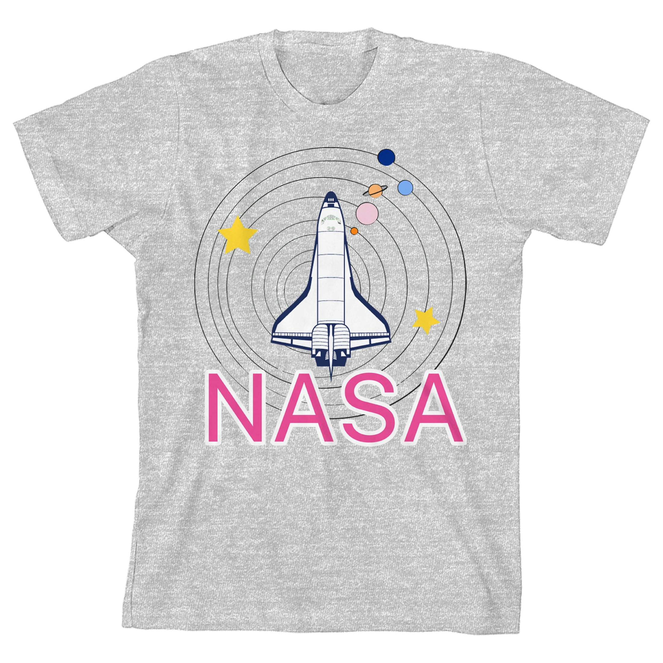 NASA Spaceship and Solar System Youth Girl Heather Gray Short Sleeve ...