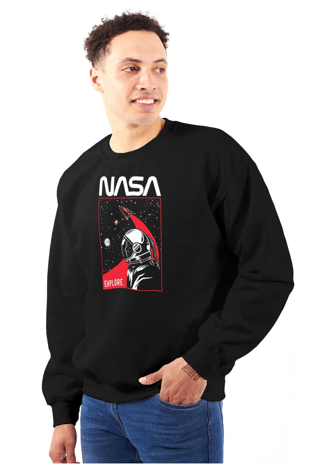 NASA Worm Logo Outer Space Astronaut Sweatshirt for Men or Women Brisco ...