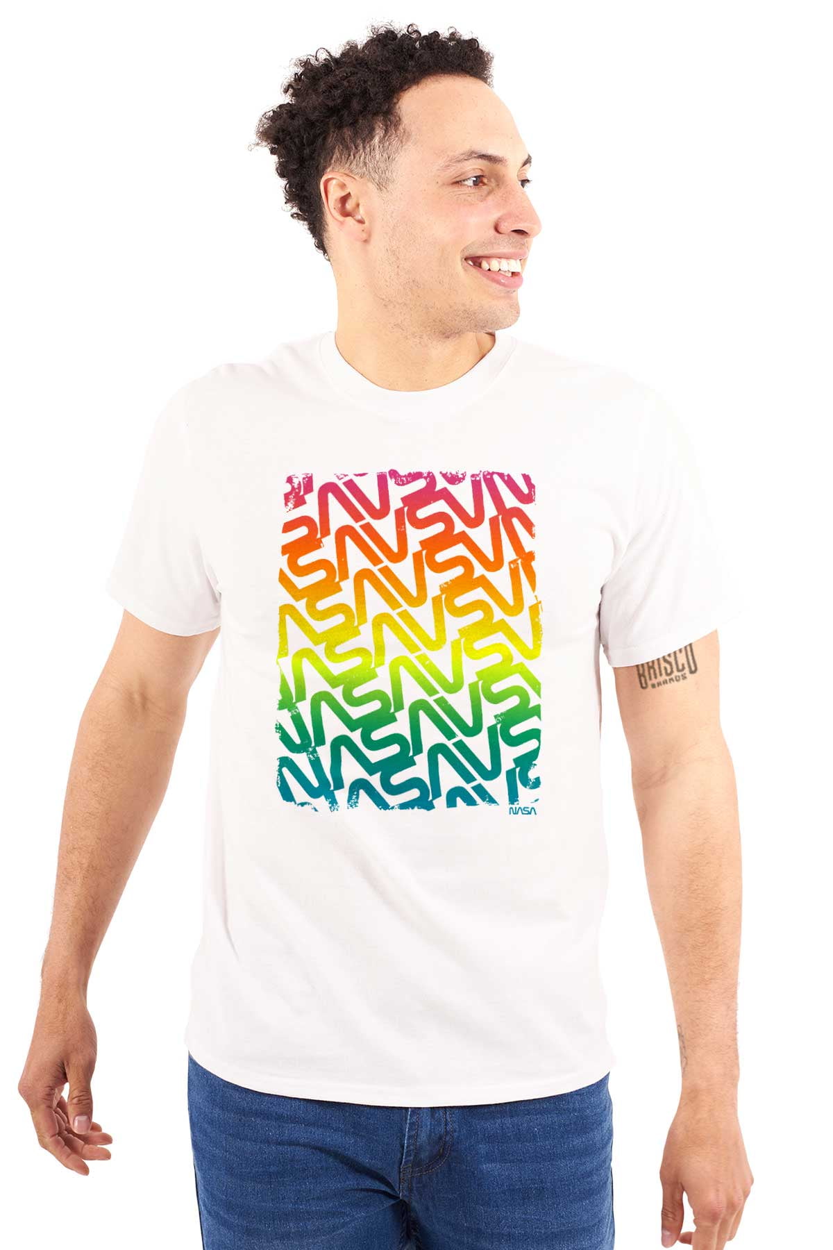 NASA Worm Logo Rainbow Gradient Men's Graphic T Shirt Tees Brisco ...