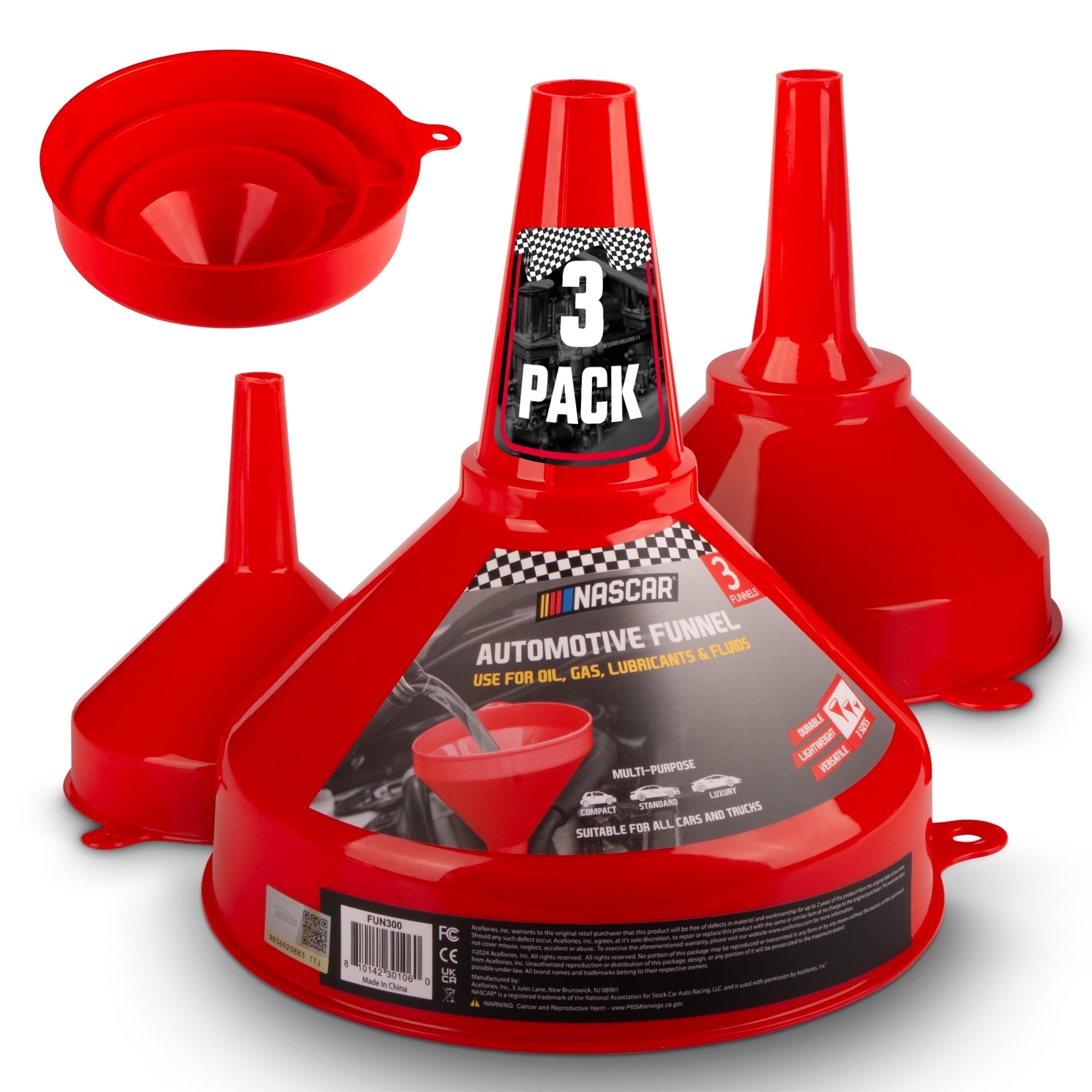 NASCAR Automotive Funnel Set | Oil, Gas & Fluid Funnels for Cars ...