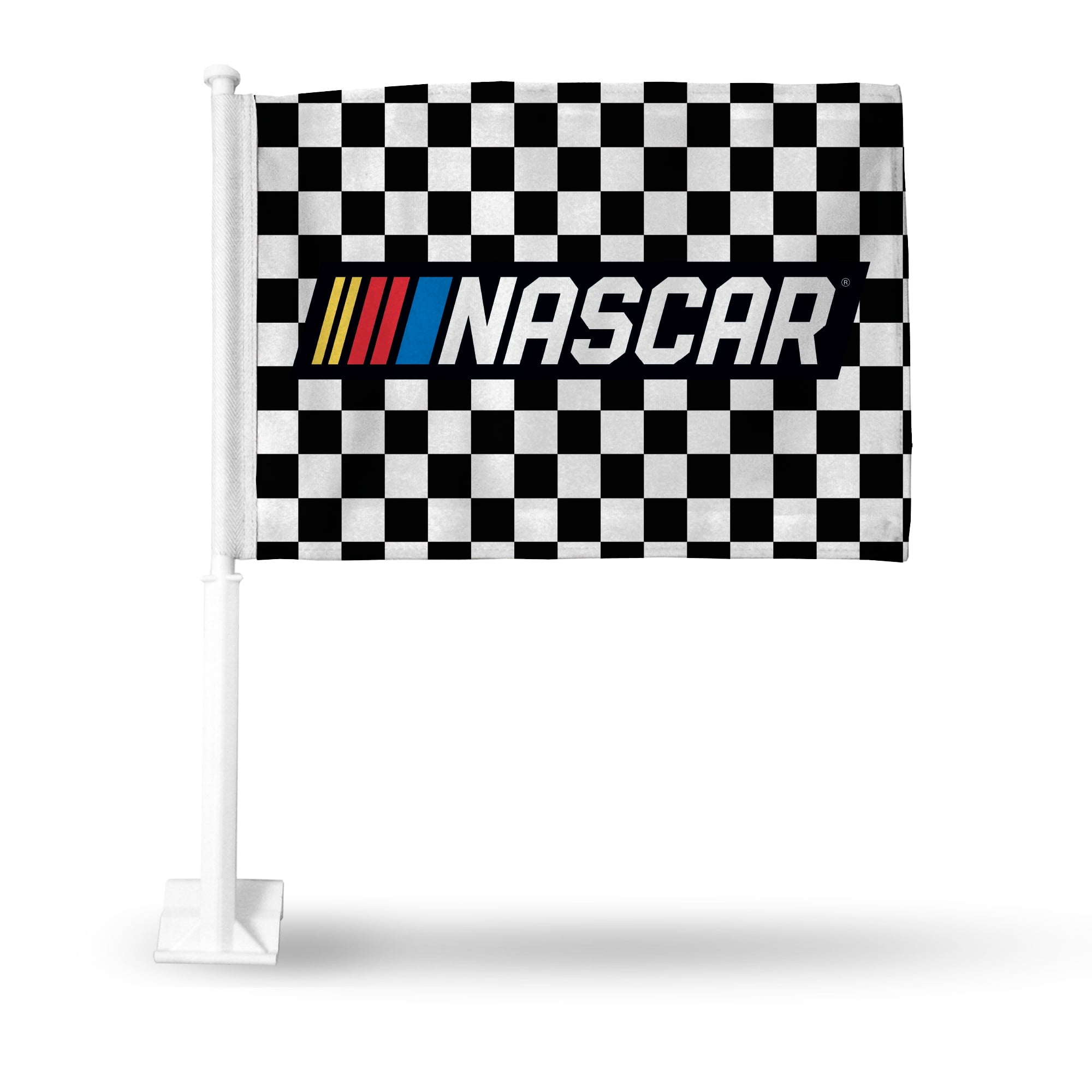 NASCAR Checkered Flag Double Sided Car Flag - 16" x 19" - Strong Pole ...