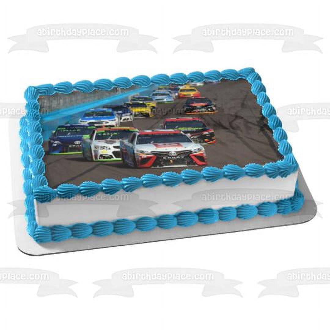 A Birthday Place NASCAR Racing Cars Edible Cake Topper, Customizable ...