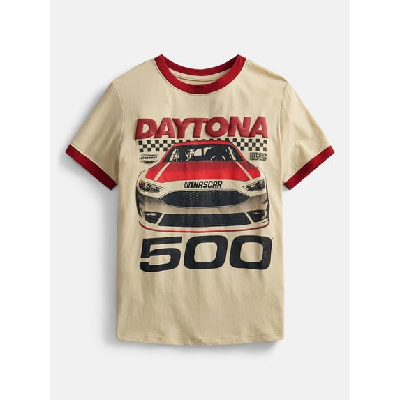 NASCAR Boys Puff Print Ringer T-Shirt with Short Sleeves, Sizes XS 4/5 ...