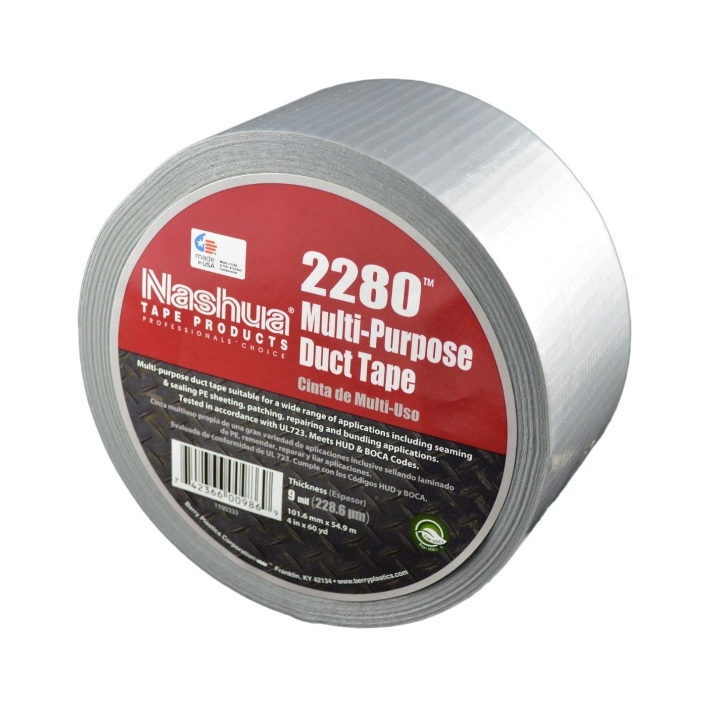 NASHUA 2280 Silver Duct Tape 72mm x 55M x 9mil - 8 Roll Convenience ...