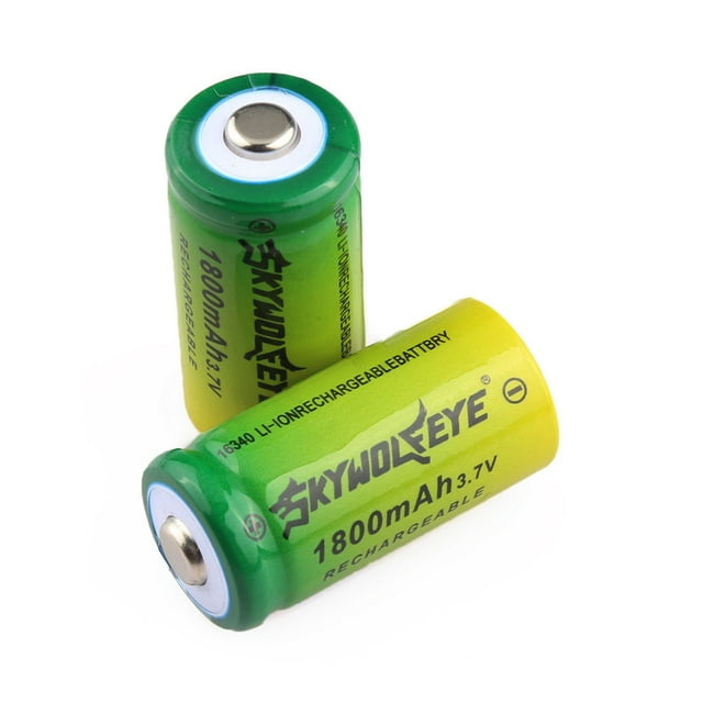 Nasiqxb 2x 1800mah Green 3 7v Li Ion 16340 Rechargeable Battery Smart