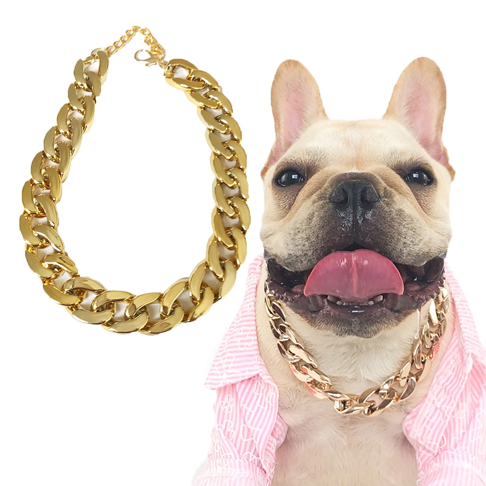 NASIQXB Gold Collares De Perros Pet Hop Leads Chains Kit Dog Collars Necklace Collar Leash Cuban ...