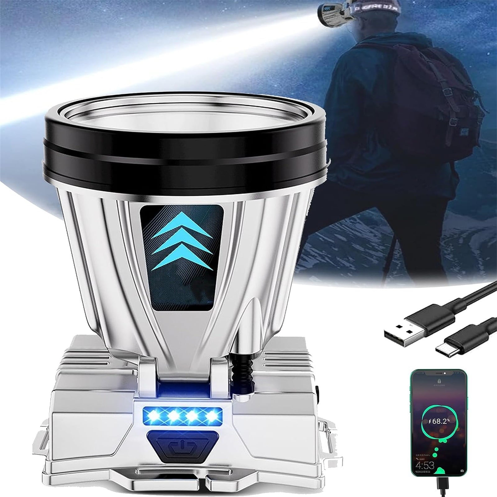 Nasiqxb Track Light Heads Stainless Worlds Brightest Headlamp Super