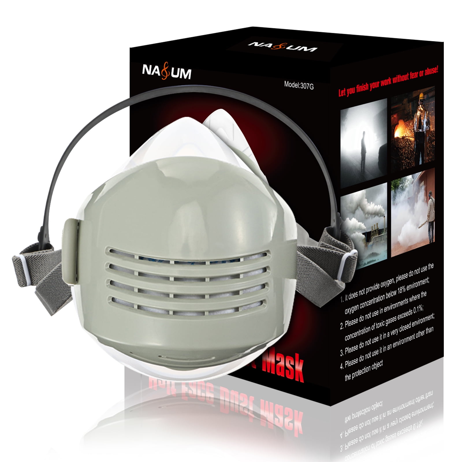 NASUM Dust Half Facepiece 307G, Reusable Half Face Cover for Painting ...