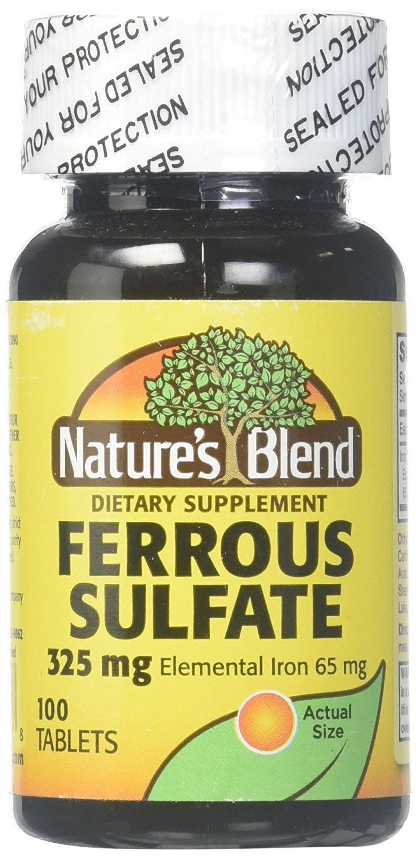 Nature's Blend 1109 Ferrous Sulfate 5 gr 325 mg Elemental Iron 65 mg ...