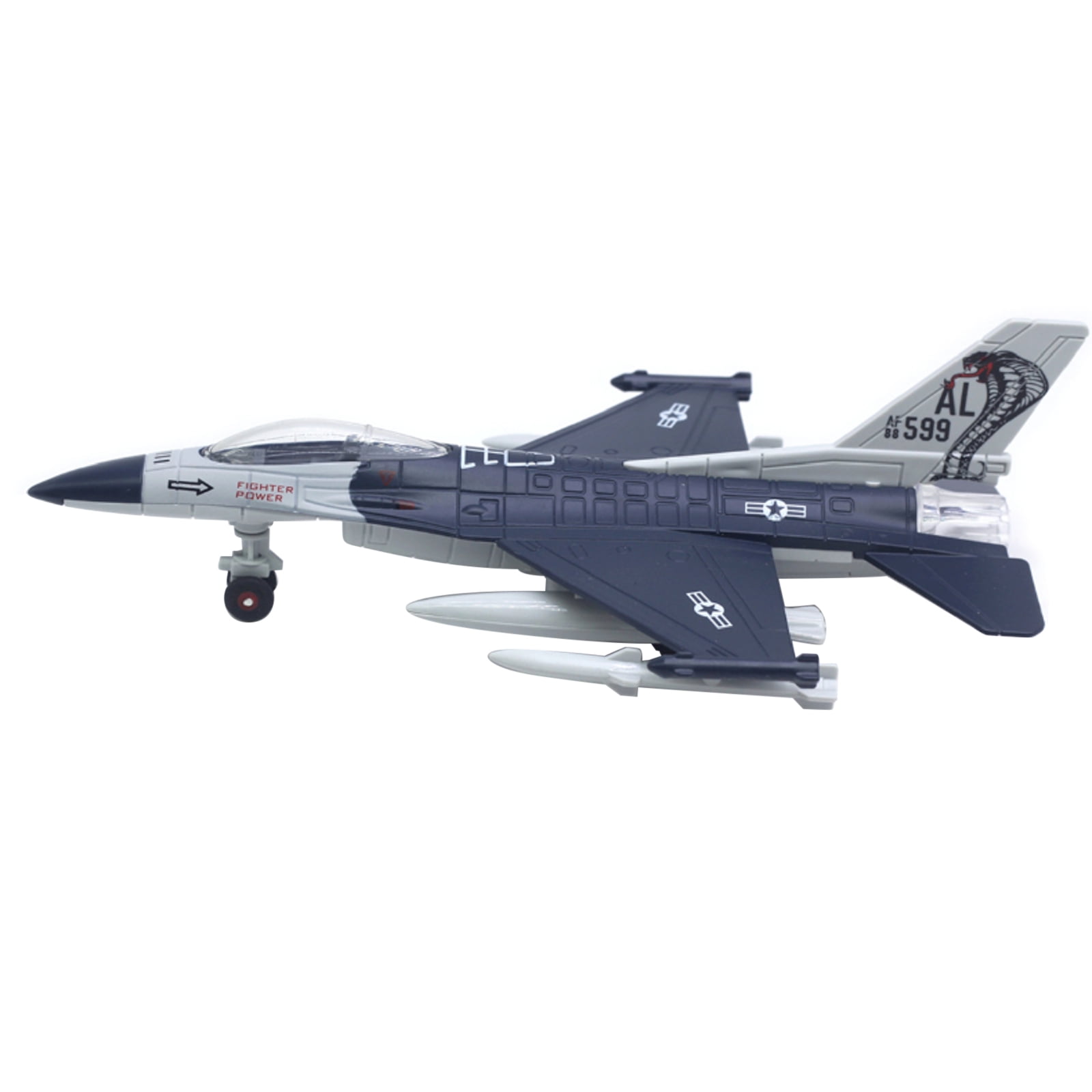 NATEFEMIN 1/100 Scale F16 Alloy Fighter Model, Pullback Action, Display Stand, Lights, Sounds ...