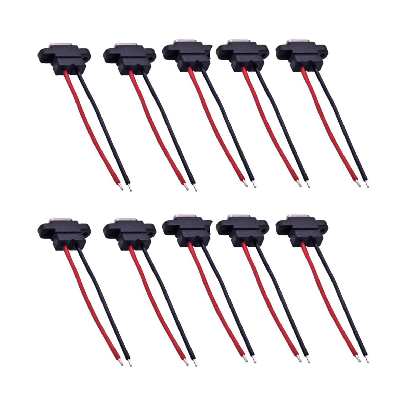NATEFEMIN 10PCS Black Type C Female Power Cable IP67 2PIN 60mm for DIY ...