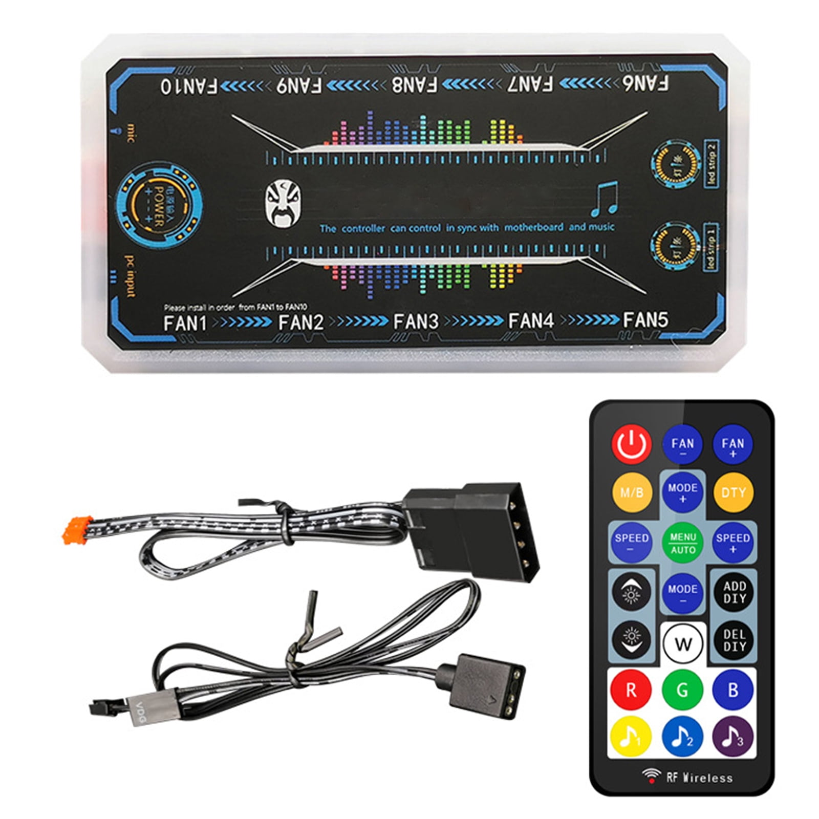NATEFEMIN 12V RGB Fan Controller with Remote 12cm PC Case Cooling ...