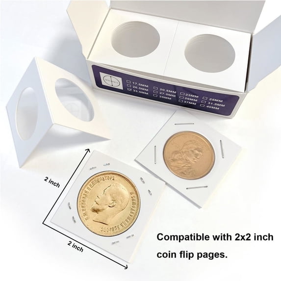 NATEFEMIN 200Pcs Coin Holder Cardboard Flips Visible Window Design 4 ...