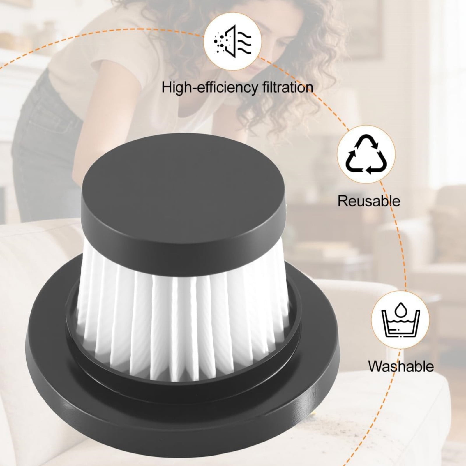 NATEFEMIN 4 Pack Vacuum Cleaner Filter Reusable Washable Structure For ...