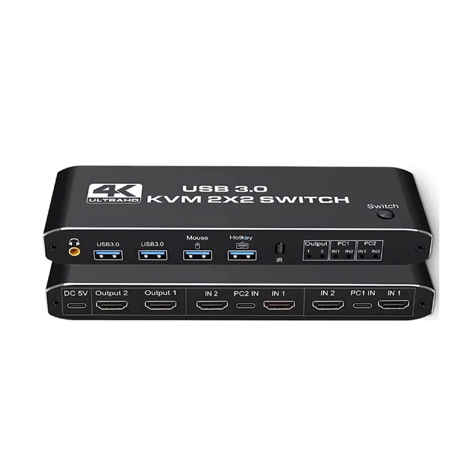 NATEFEMIN 4K Dual Monitor HD KVM Switch USB 3.0 2 Input 2 Output USB ...