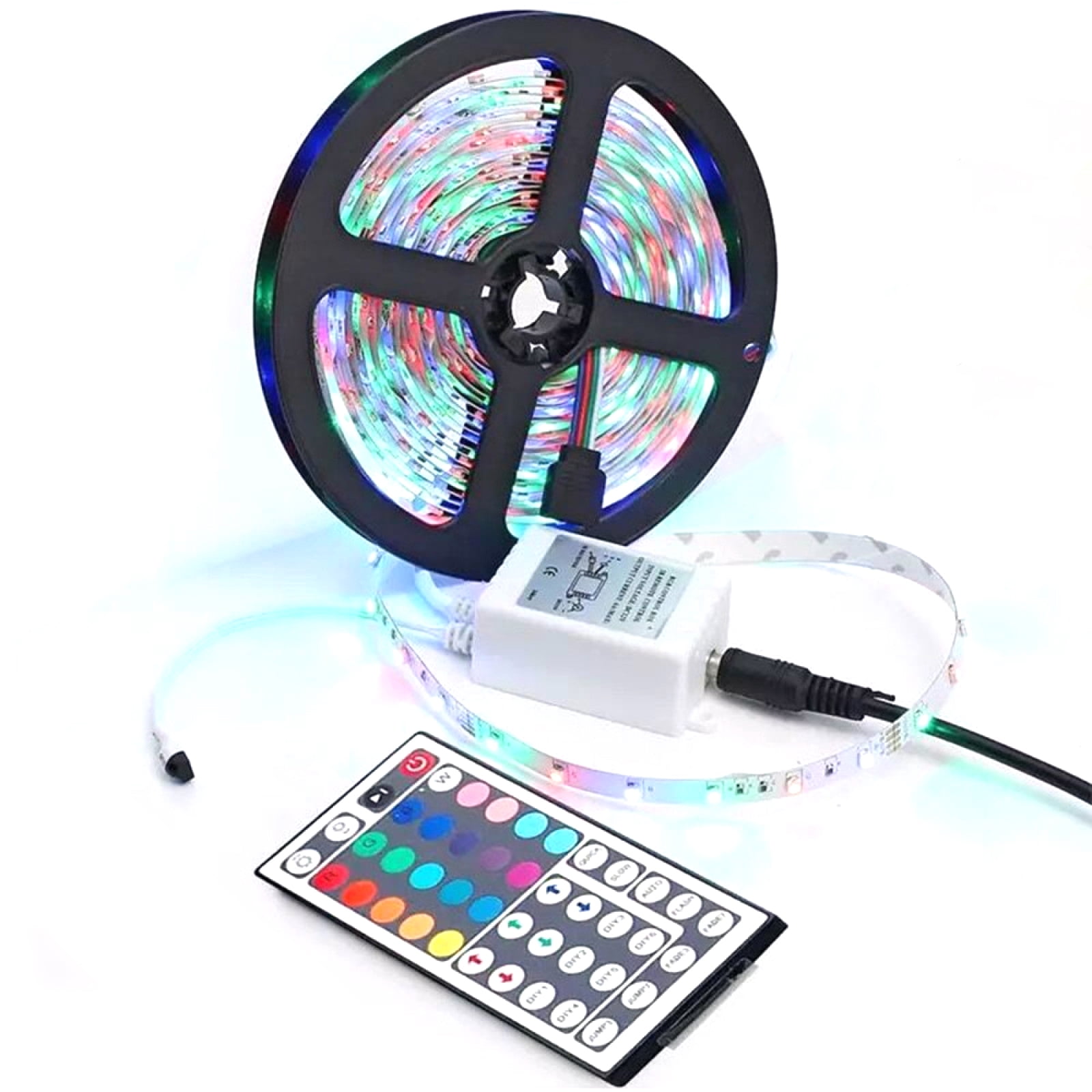 NATEFEMIN 5M RGB LED Strip 5050 12V Non Waterproof with 44 Key Remote ...