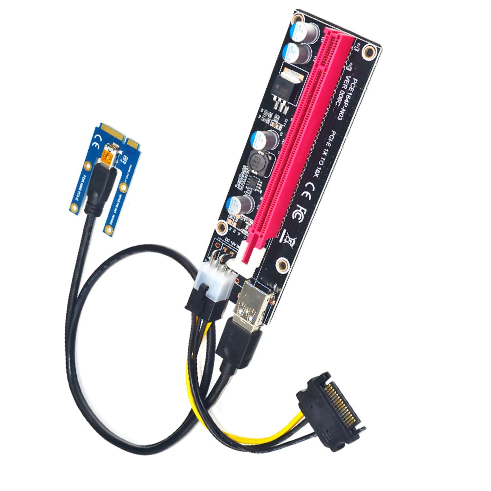 NATEFEMIN 60cm Mini PCI E to 16X Riser Card VER006C USB 3 0 SATA to ...