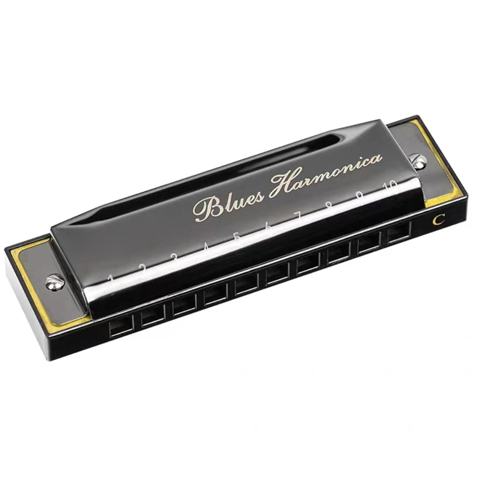 NATEFEMIN Harmonica for All Skill Levels Black Nickel Blues Harmonica ...