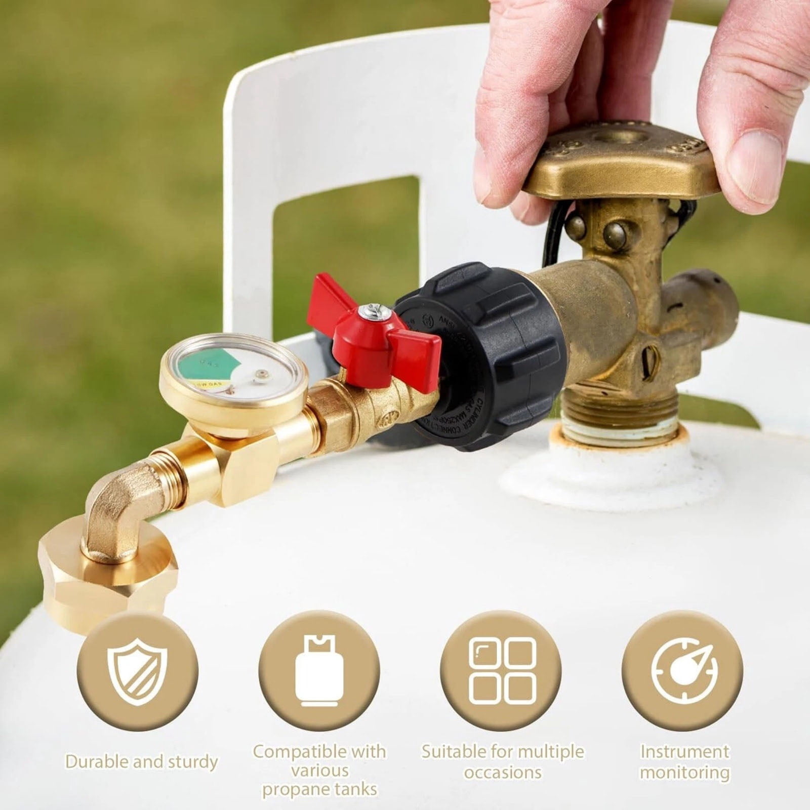 NATEFEMIN Propane Refill Adapter With Color-Coded Fuel Dial Solid Brass ...