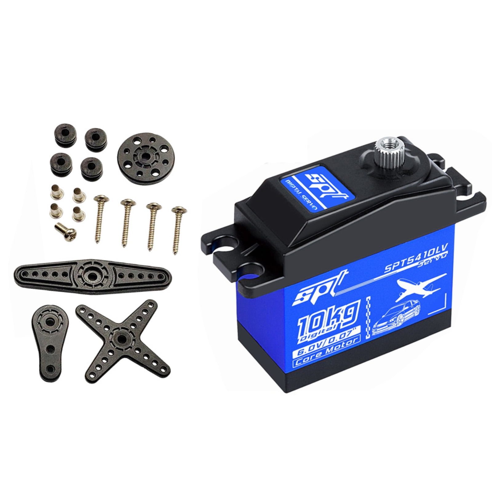 NATEFEMIN SPT5410LV Servo 4.8V 6V Metal Gear 25T Spline 90 Degree Digital Steering Gear 10kg cm ...