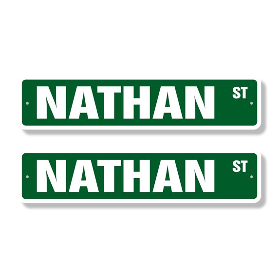 NATHAN Classic Street Sign (2 Pack) Childrens Name Room Sign Road Sign ...