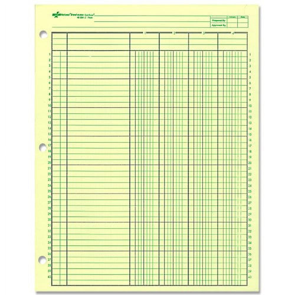 NATIONAL Analysis Pad, 4 Columns, Green Paper, 11 x 8.5" 50 Sheets ...