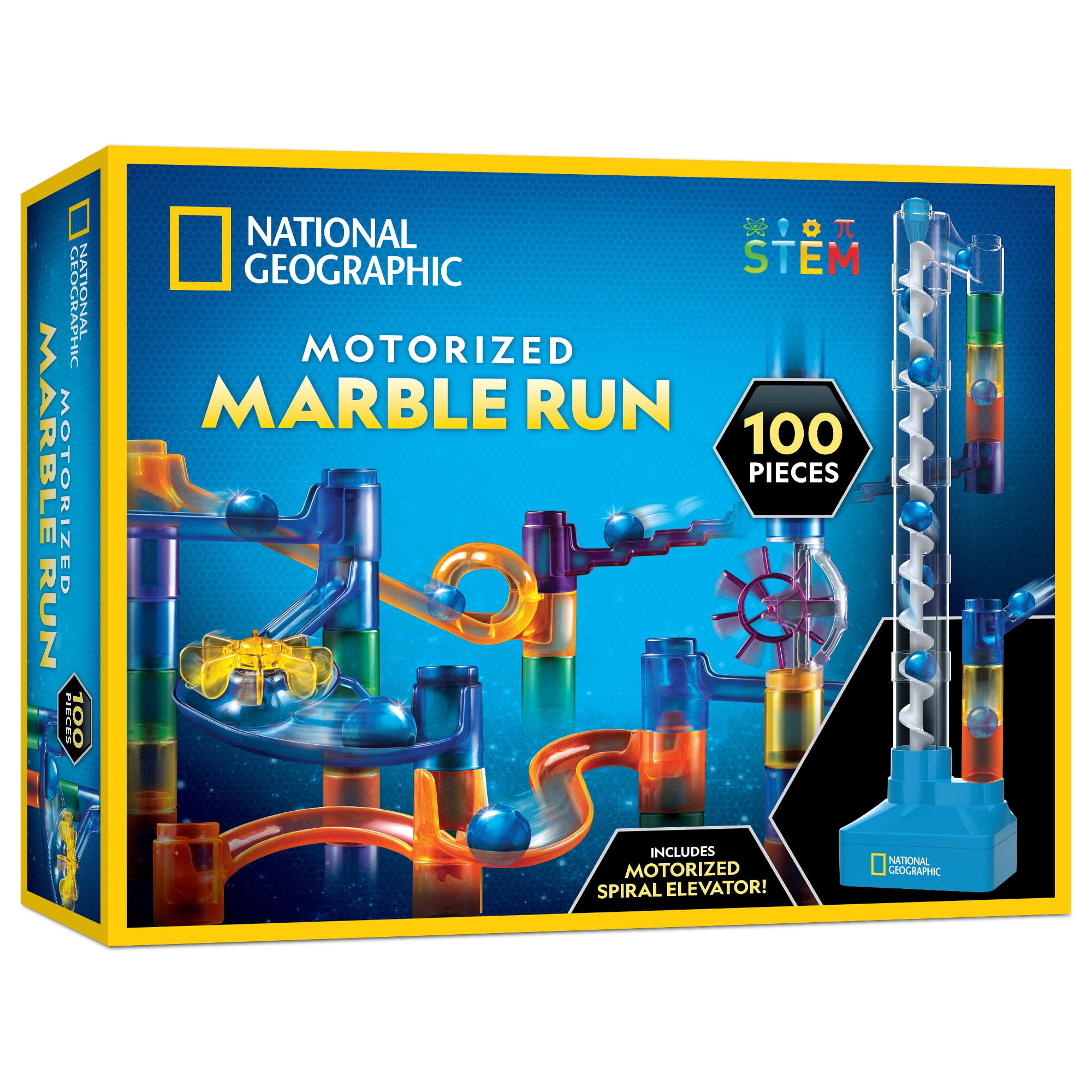 NATIONAL GEOGRAPHIC 100-Piece Marble Run with Motorized Elevator, 20 ...