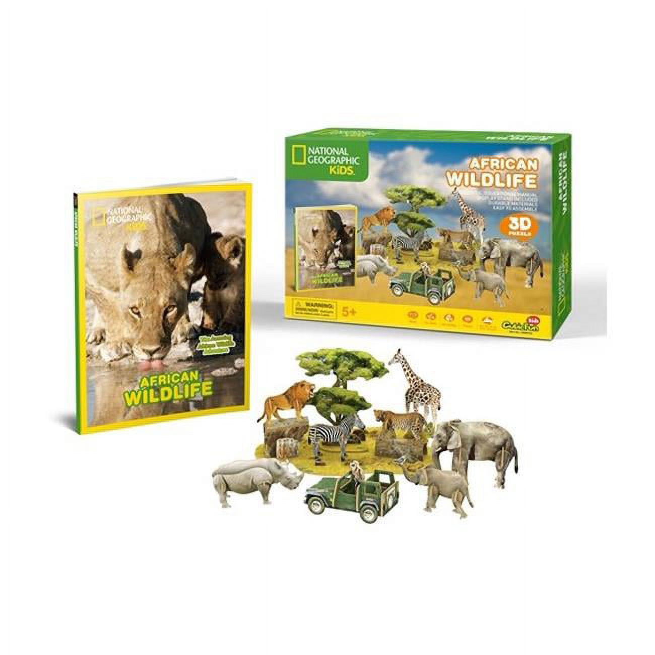 NATIONAL GEOGRAPHIC AFRICAN WILDLIFE 3D PUZZLE 69 PIECES PLUS 30 PAGE ...