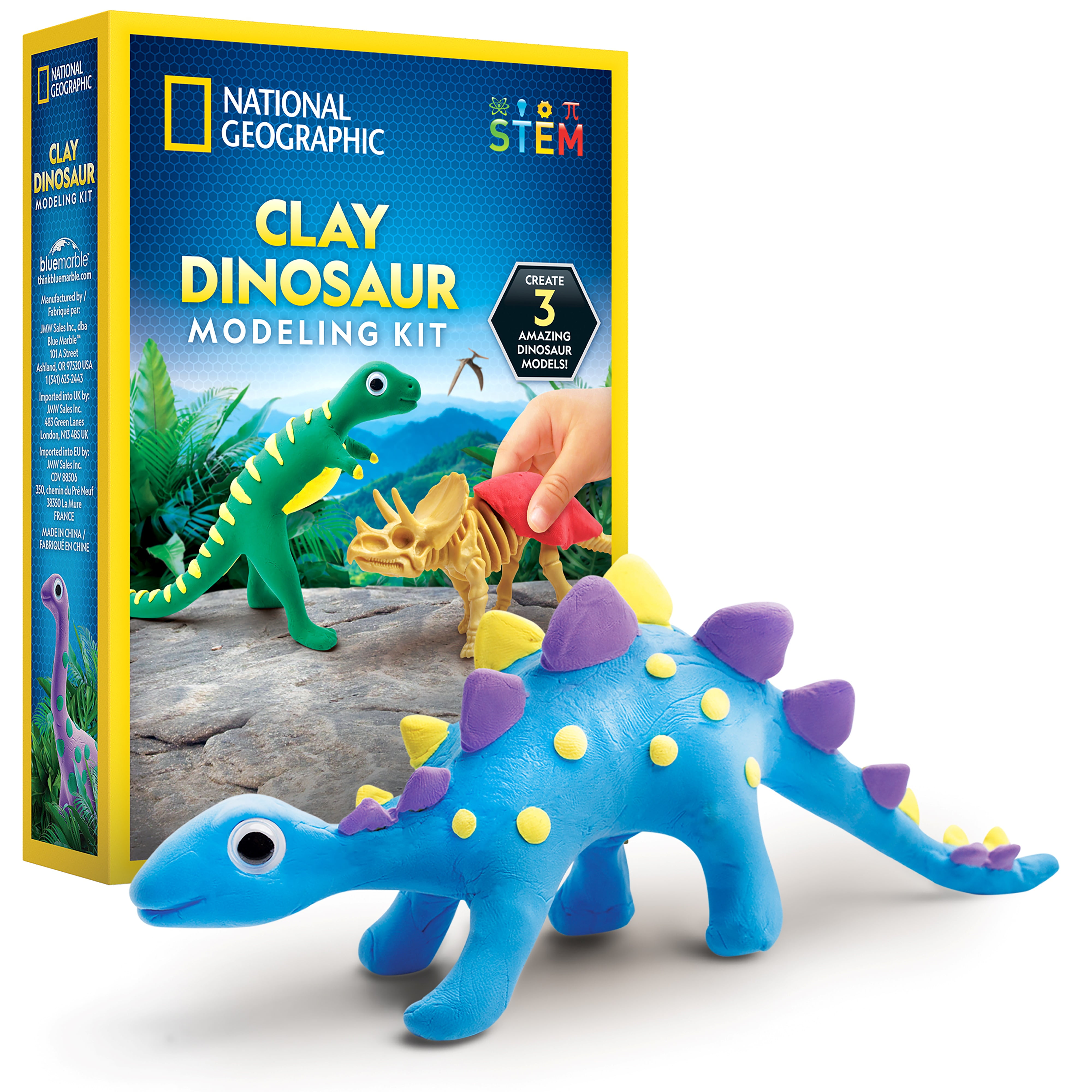 Blue Marble Clay Dinosaur Kit, 5 Colors, 3 Dino Skeletons, Sculpting ...