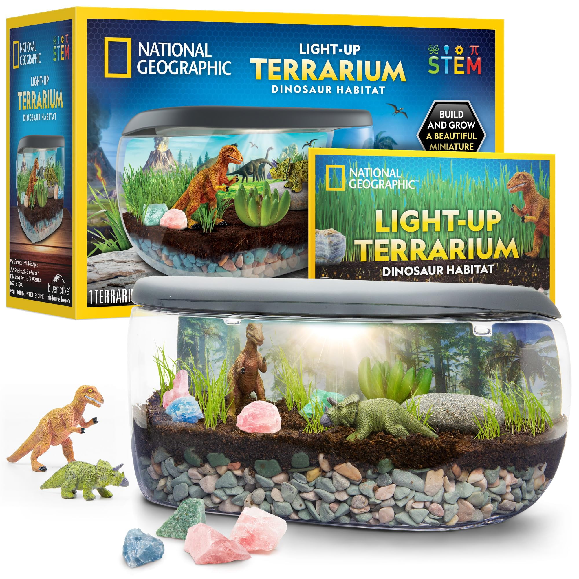 NATIONAL GEOGRAPHIC Light Up Terrarium Kit for Kids - Build a Dinosaur ...