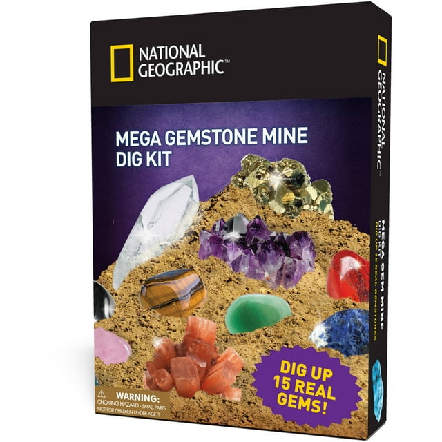NATIONAL GEOGRAPHIC Mega Dig Kit - Dig Up 15 Real Gemstones and ...