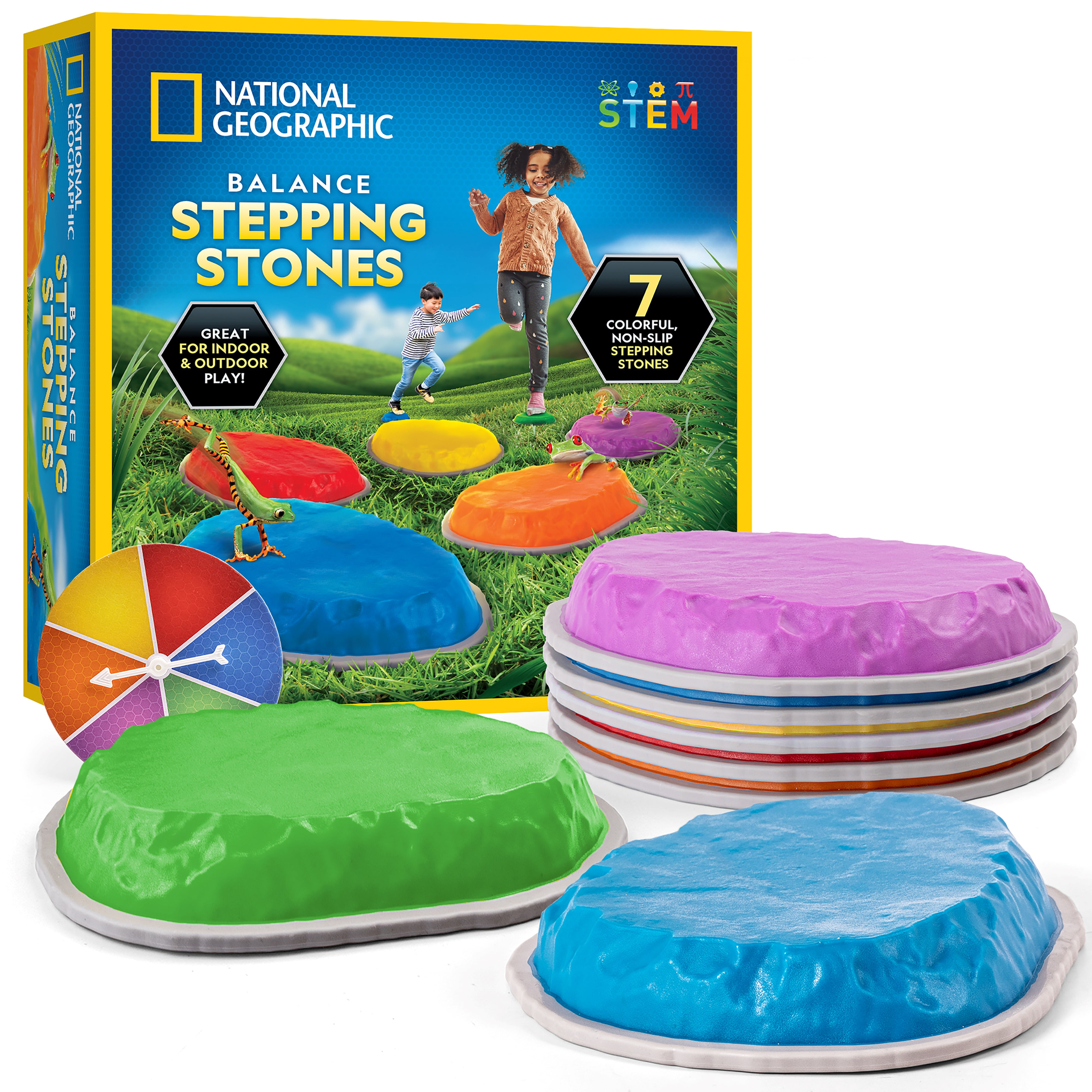 NATIONAL GEOGRAPHIC Stepping Stones for Kids – 7 Durable, Non-Slip Stones for Unisex Children (3 ...