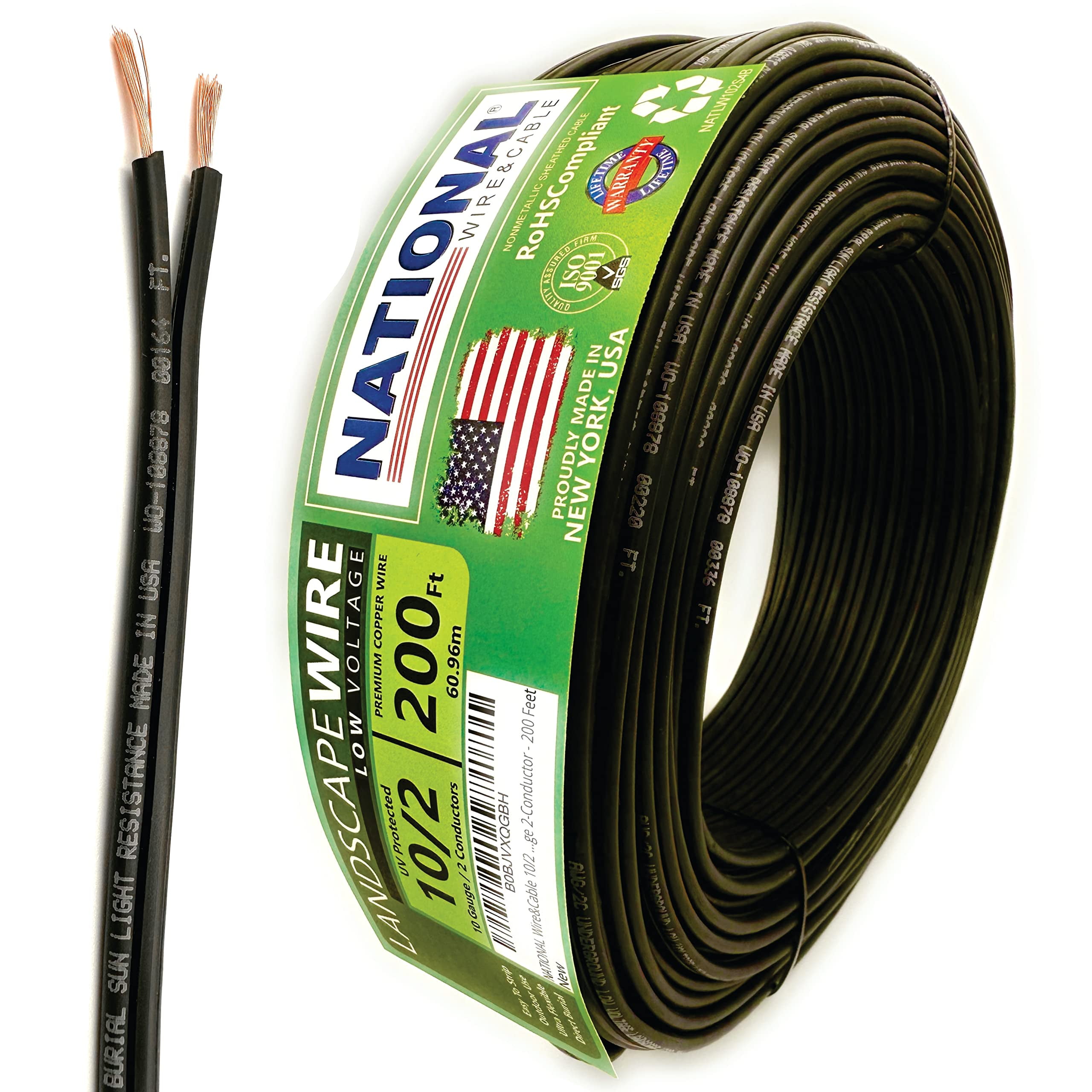 NATIONAL Wire&Cable 10/2 Low Voltage Landscape Lighting Wire - Made in ...