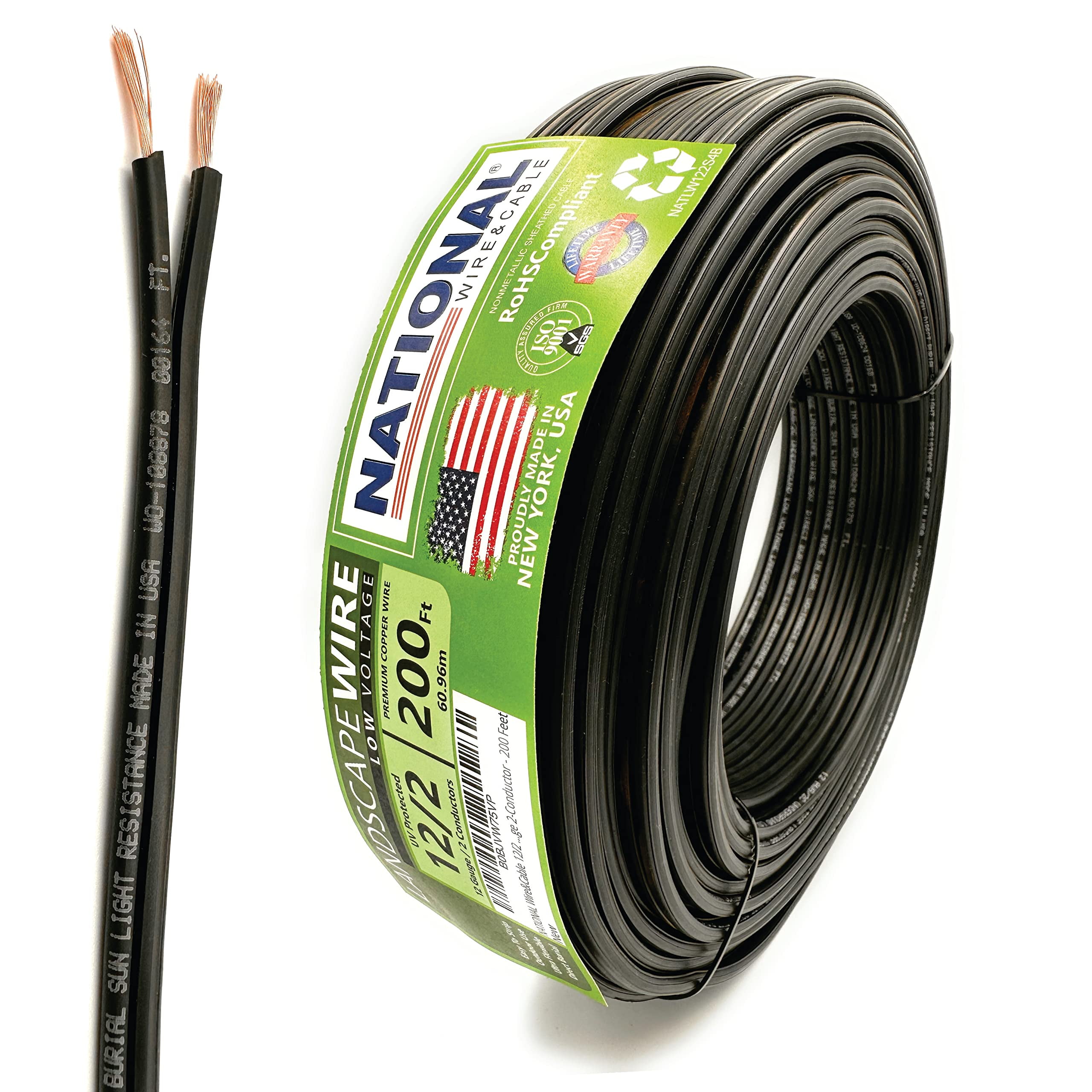 NATIONAL Wire&Cable 12/2 Low Voltage Landscape Lighting Wire - Made in ...