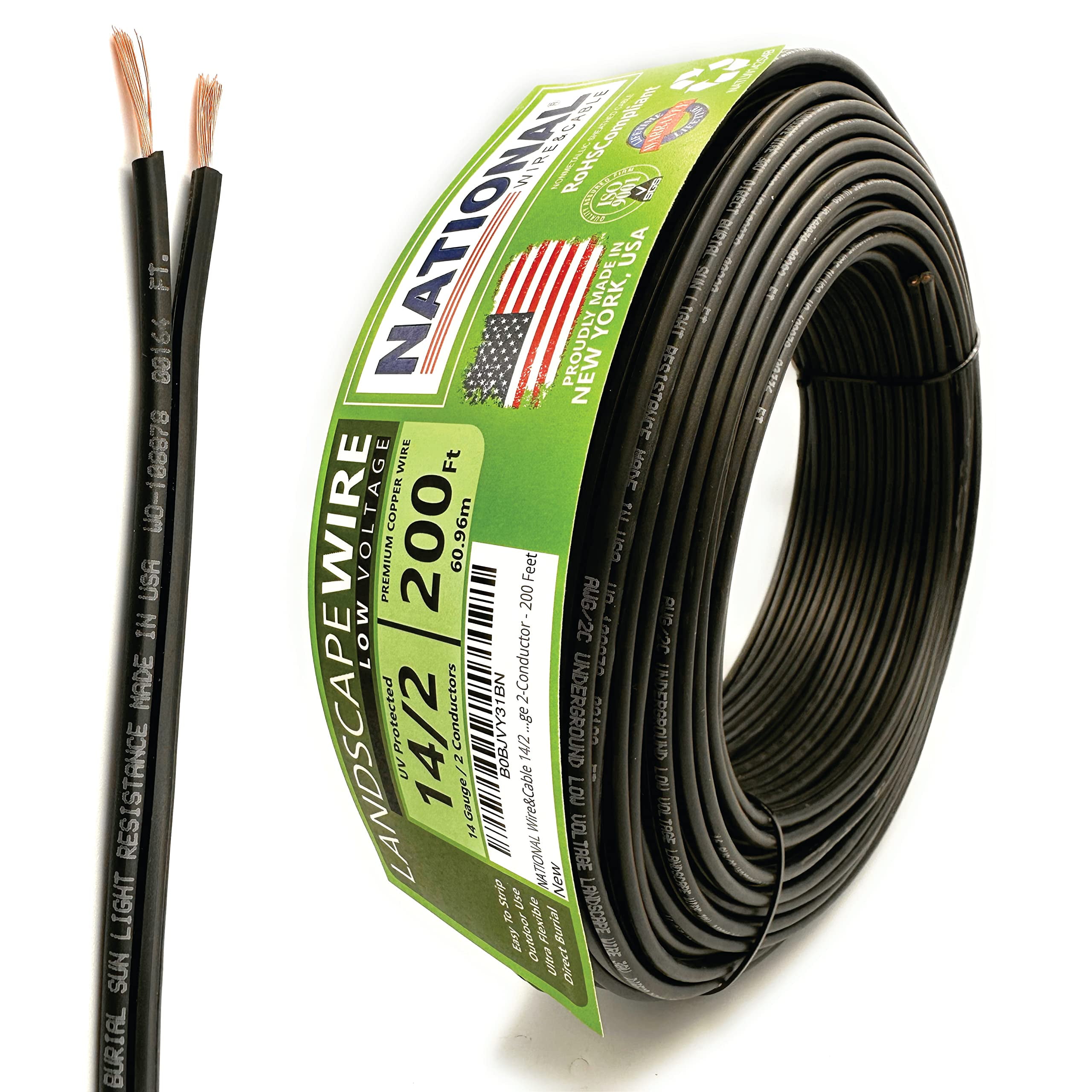 NATIONAL Wire&Cable 14/2 Low Voltage Landscape Lighting Wire - Made in ...