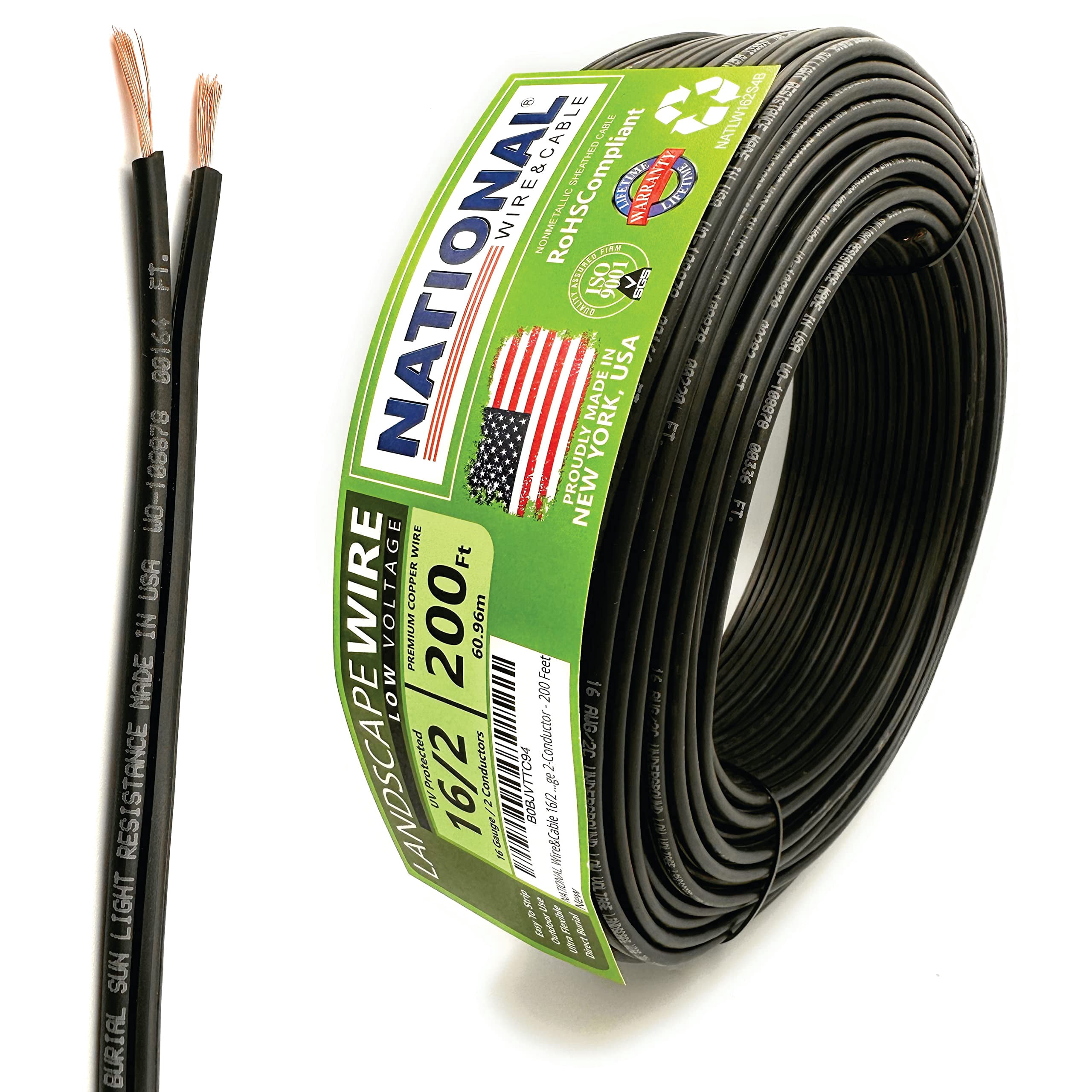 NATIONAL Wire&Cable 16/2 Low Voltage Landscape Lighting Wire - Made in ...