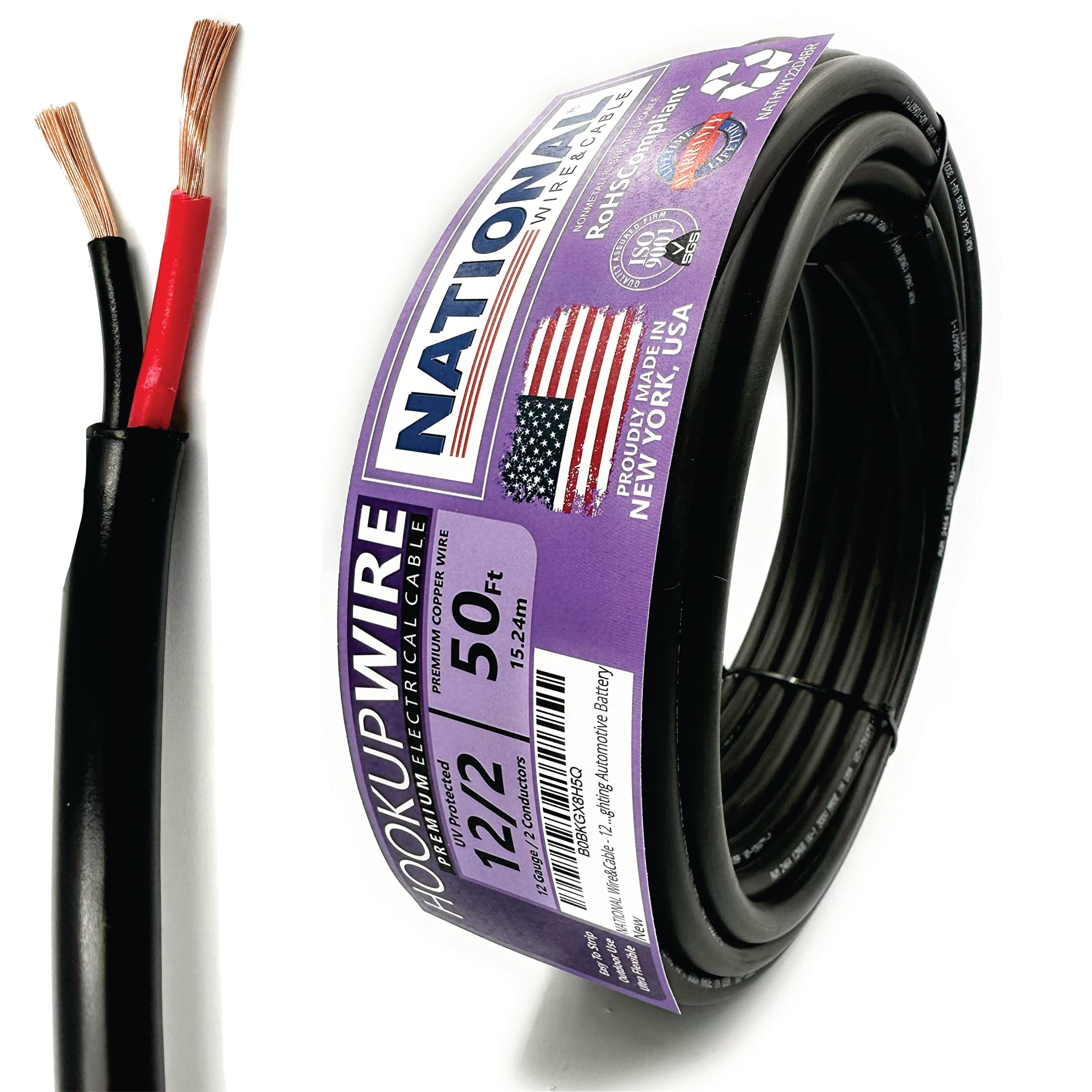 NATIONAL Wire&Cable - Premium Electrical Wire - 12 Gauge 2 Conductors ...