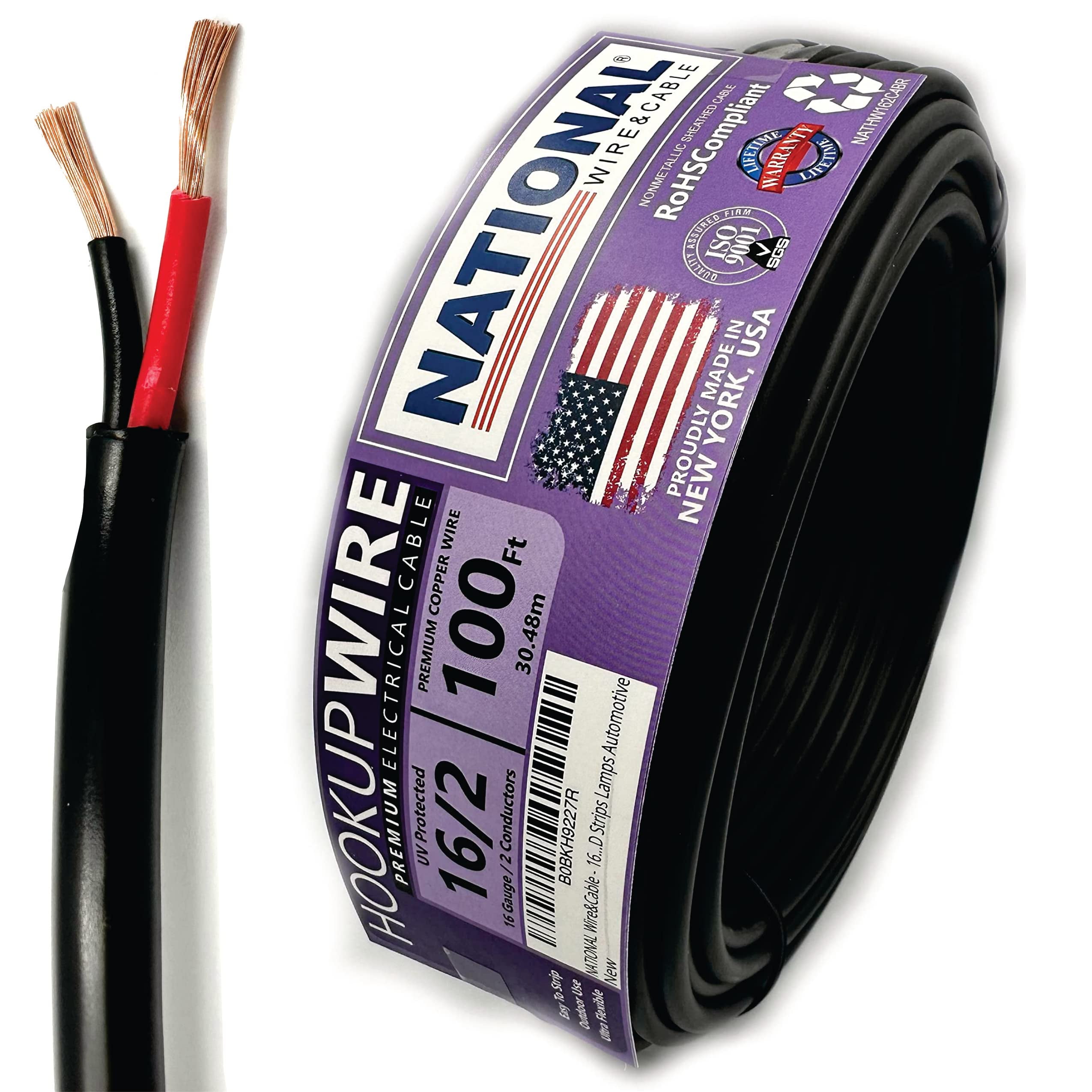 NATIONAL Wire&Cable - Premium Electrical Wire - 16 Gauge 2 Conductors ...