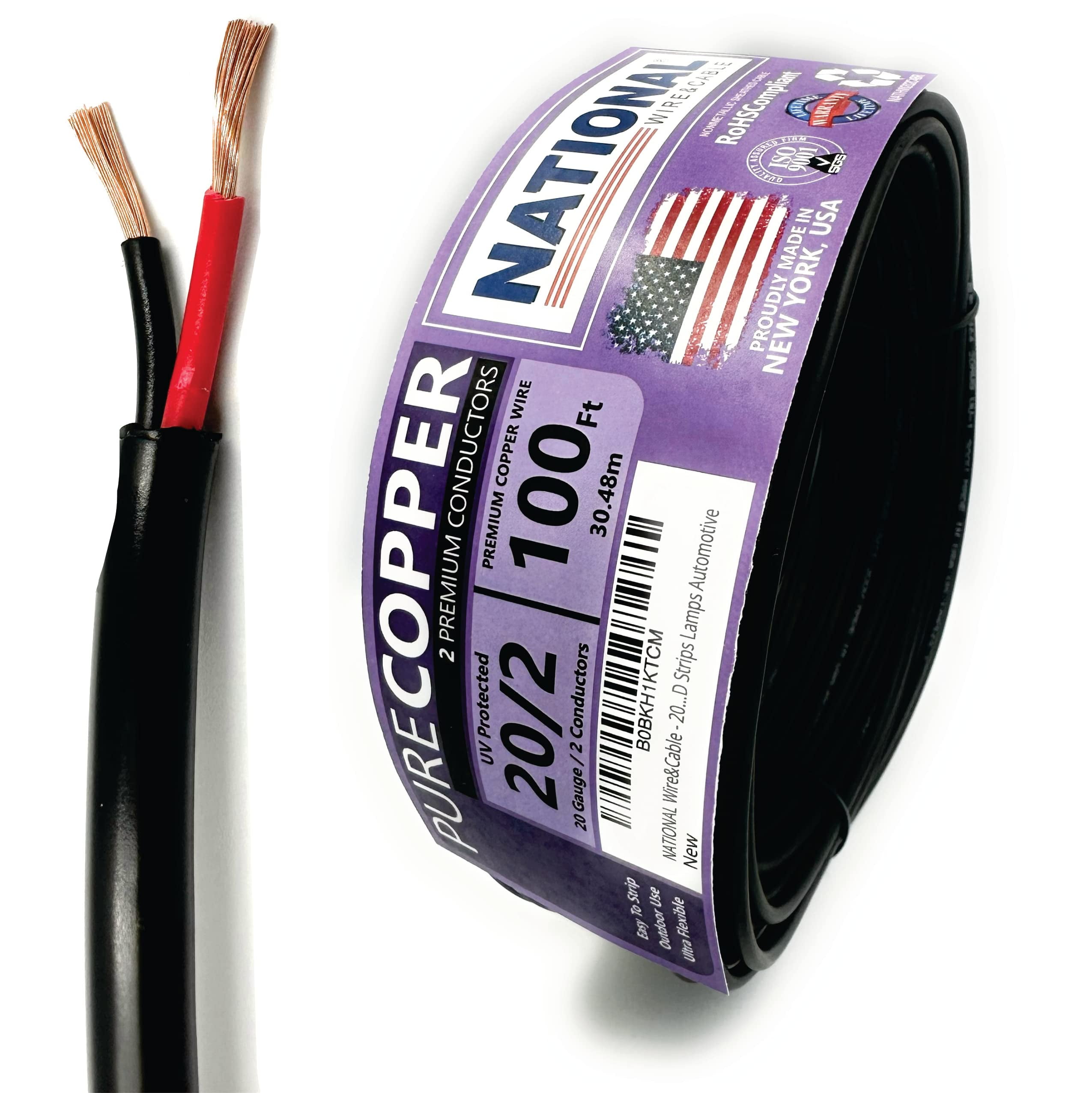 NATIONAL Wire&Cable - Premium Electrical Wire - 20 Gauge 2 Conductors ...