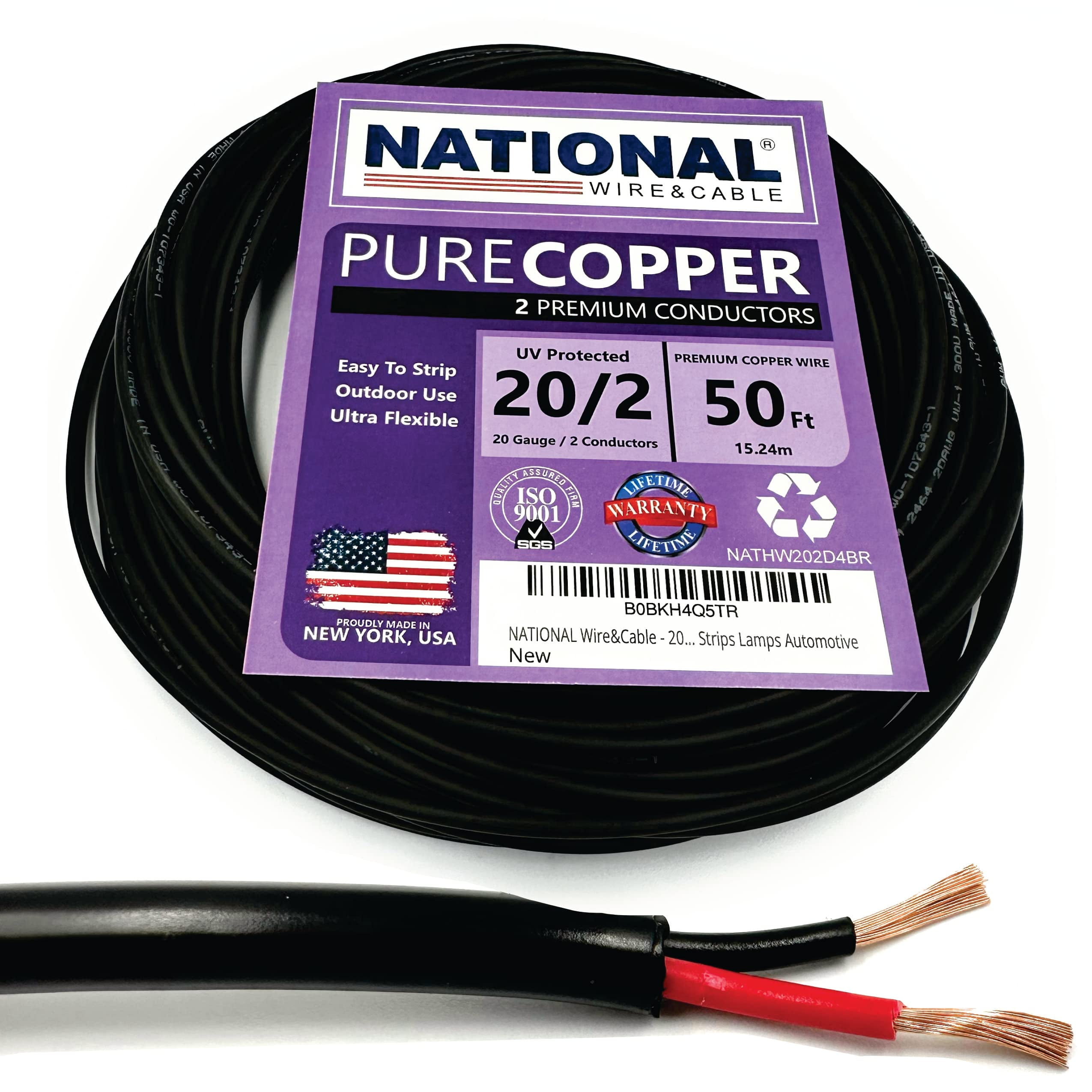 NATIONAL Wire&Cable - Premium Electrical Wire - 20 Gauge 2 Conductors ...