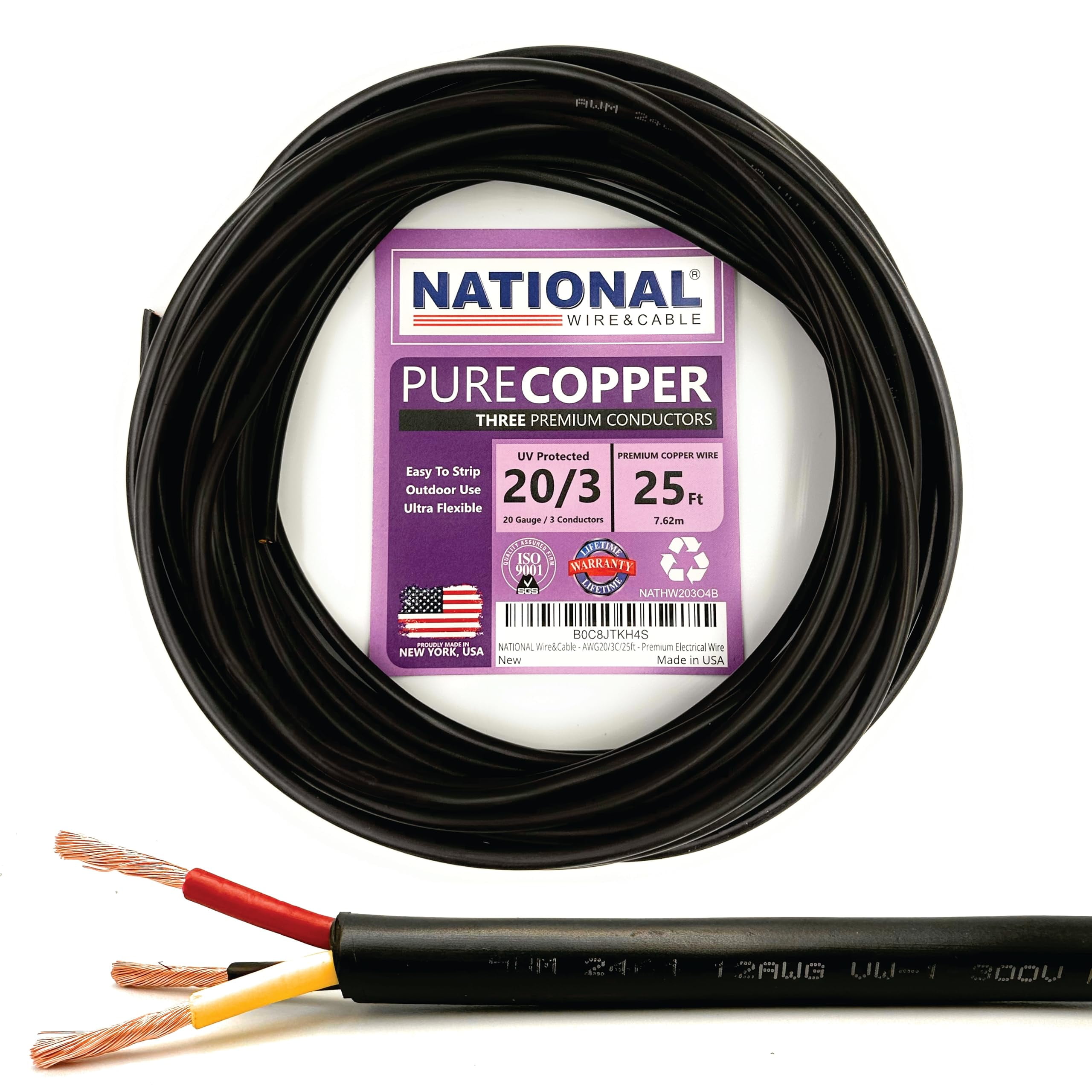 NATIONAL Wire&Cable - Premium Electrical Wire - 20 Gauge 3 Conductors ...