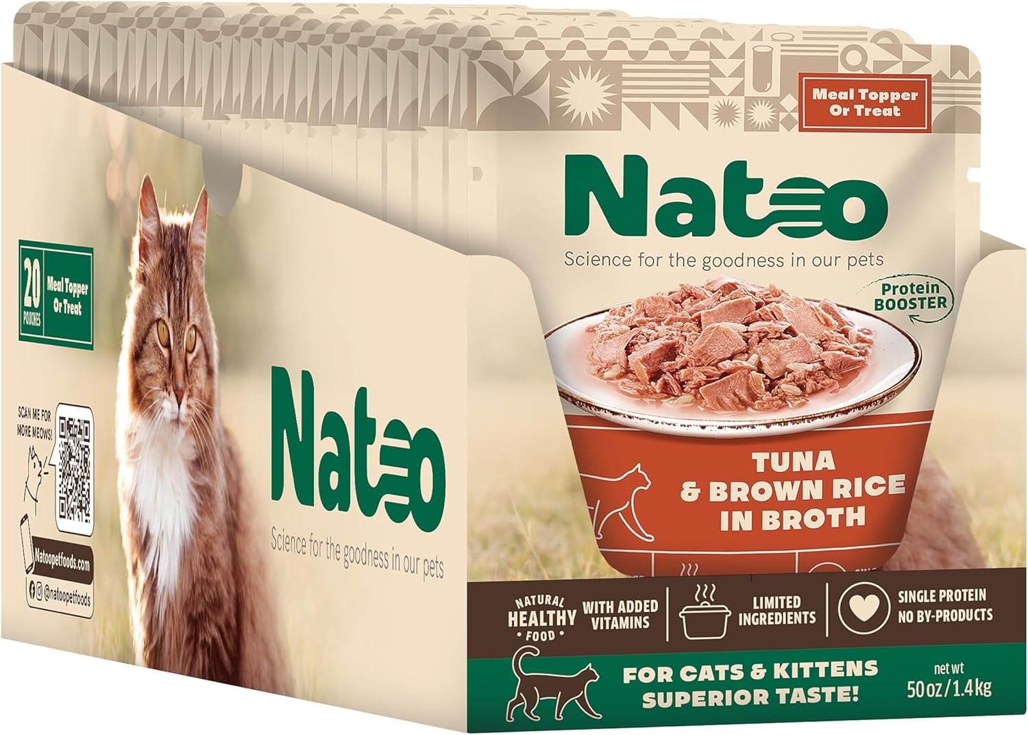 NATOO Cat Food Topper for Picky Eaters & Healthy Soft Cat Treat (Tuna ...
