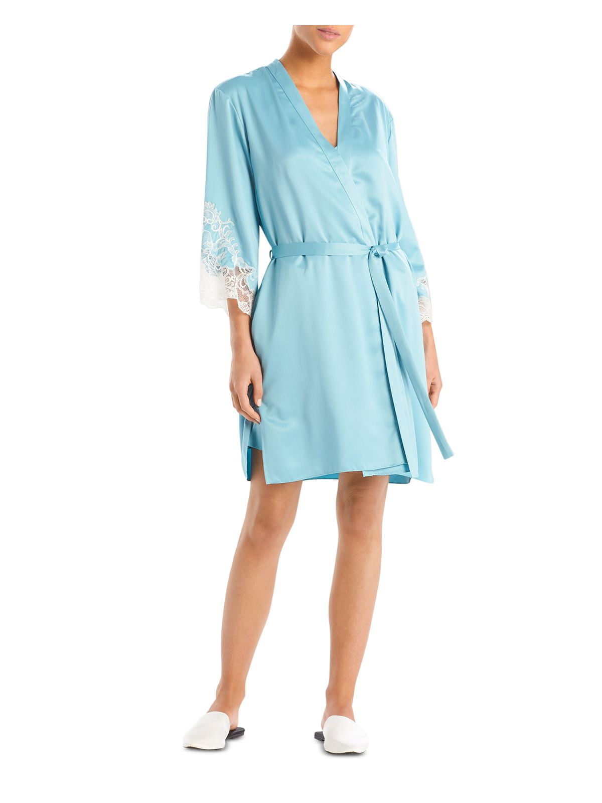 NATORI Intimates Aqua Satin Wrap Robe L - Walmart.com