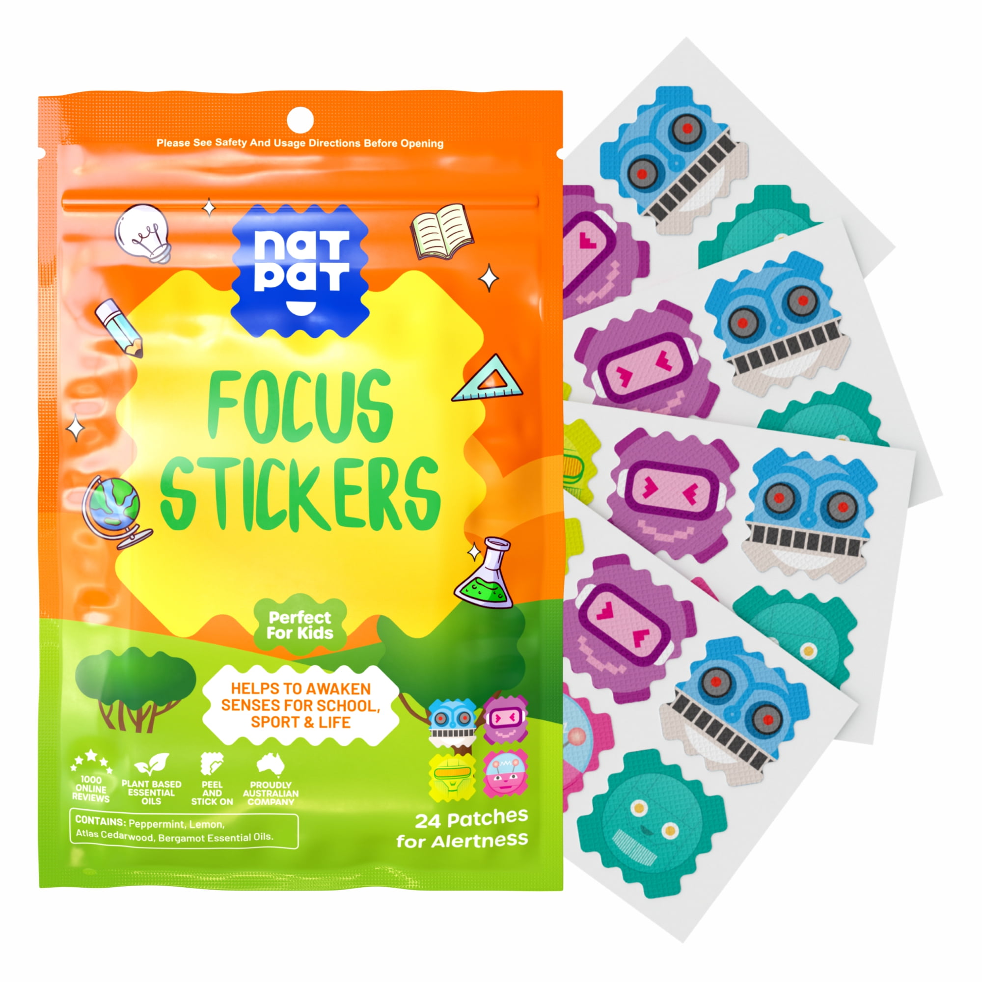 NATPAT Focus Patch Focus Enhancing Stickers for Kids (24 Pack ...
