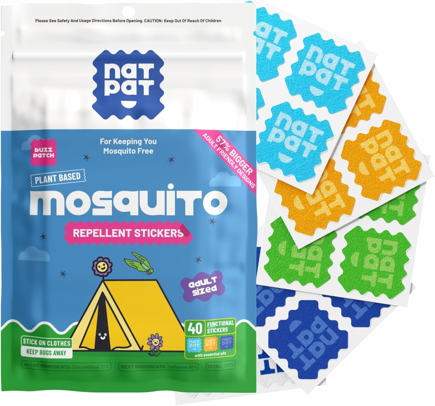 NATPAT Mosquito Patches for Adults - Plant-Based Mosquito Patches, Non ...