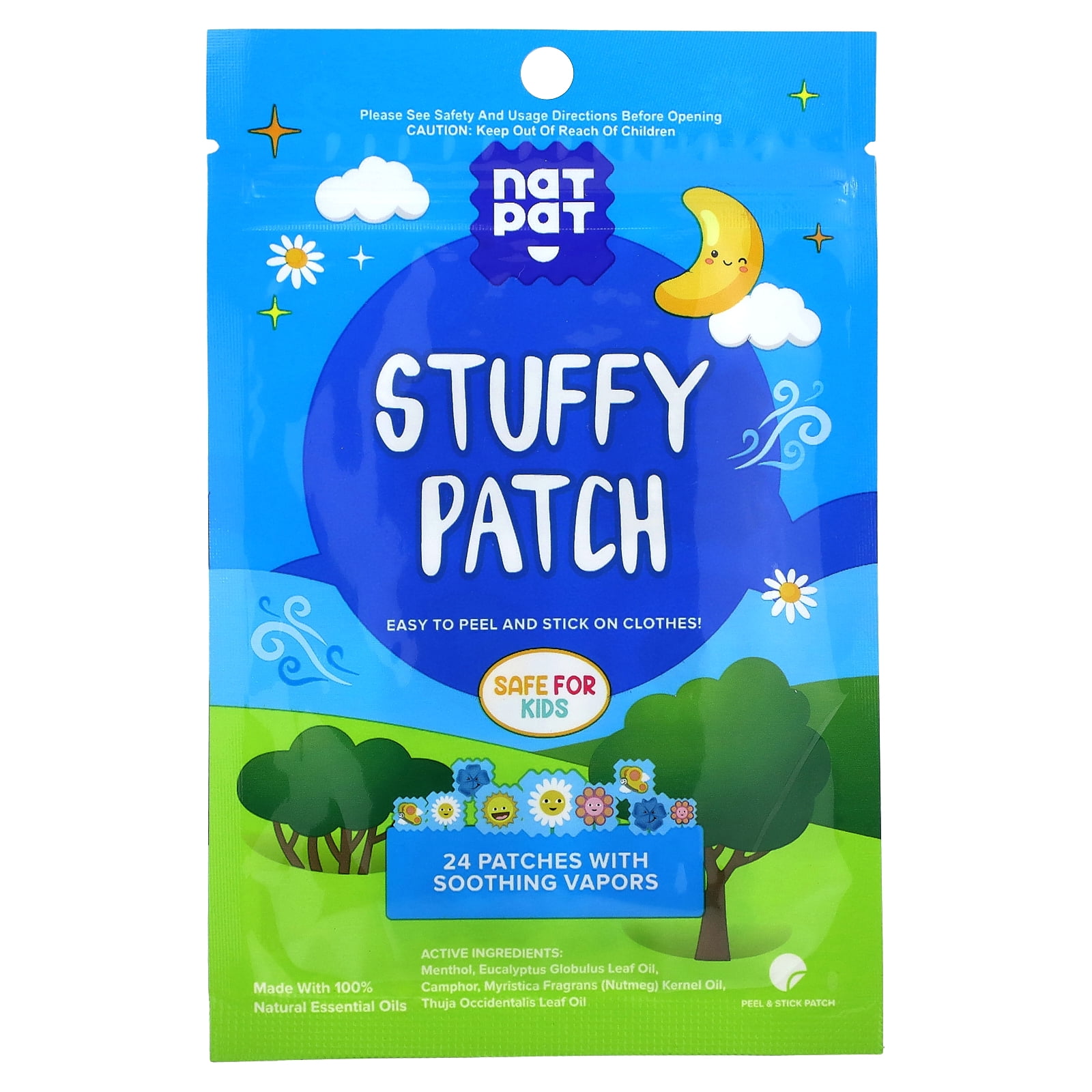 NATPAT StuffyPatch All-Natural Congestion Clearing Patches for All Ages (24 Pack) – Drug-Free ...