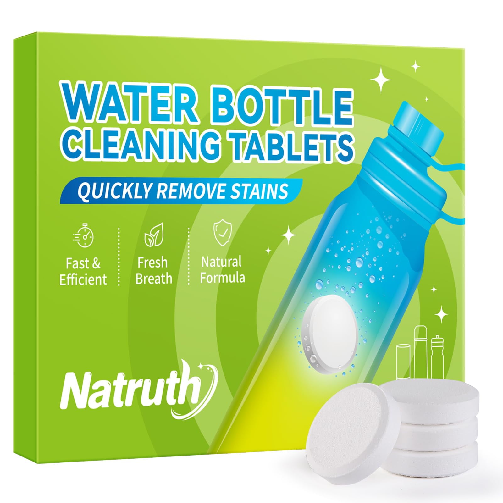 NATRUTH Water Bottle Cleaning Tablets 20 Tablets Effectively Removes ...