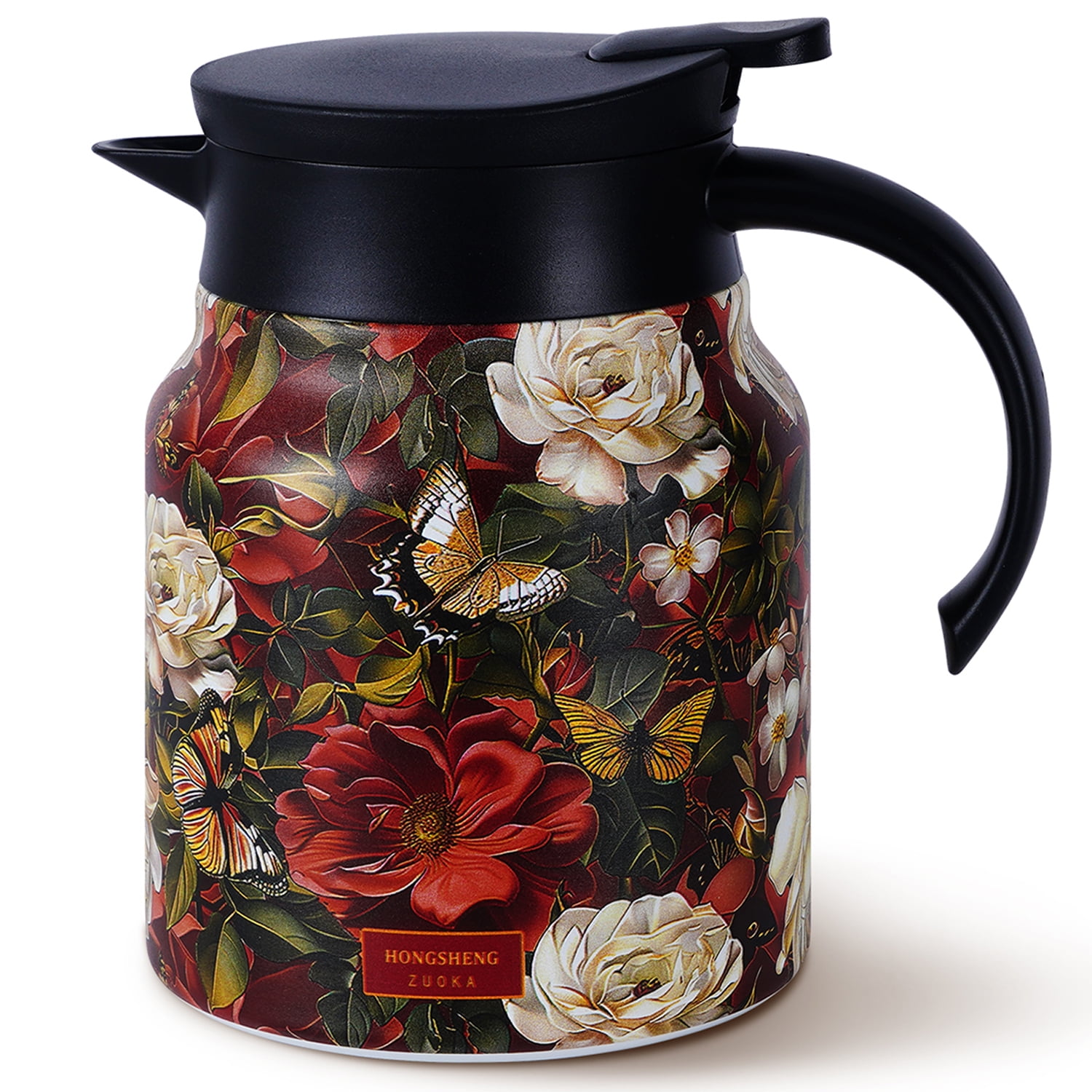 Natubeau Stainless Steel Hot Drink Insulated Flask, Red 1000ml Vintage ...